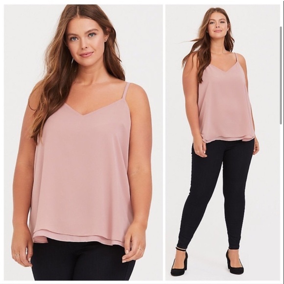 torrid | Tops | Torrid Dusty Pink Sophie Layered Chiffon Cami 3 | Poshmark